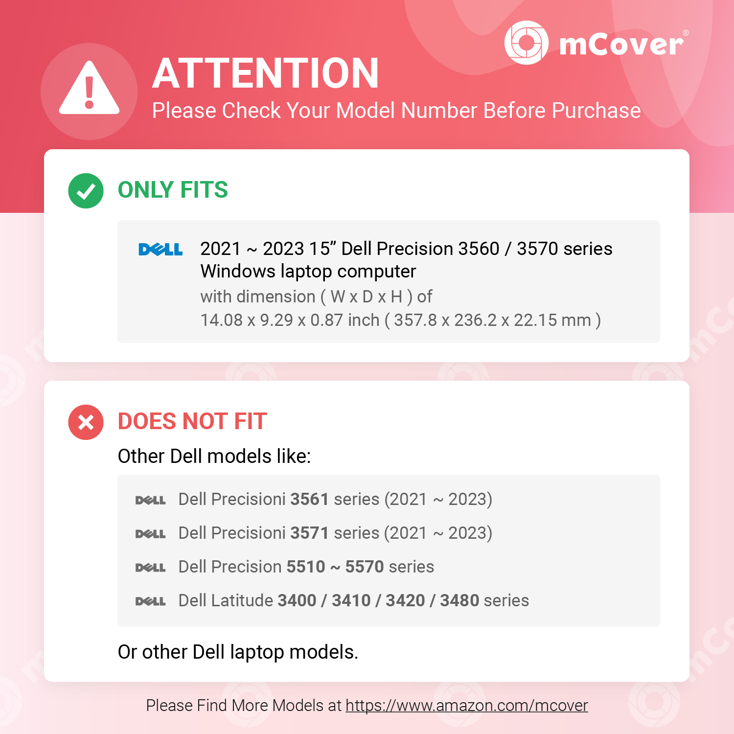 mCover® Hard shell case for 2021 ~ 2023 Dell Precision 3560 3570 series ...